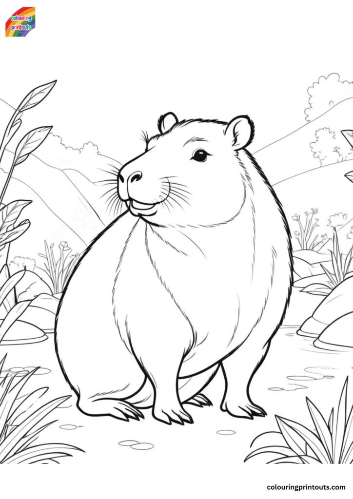 Capybara Coloring Page