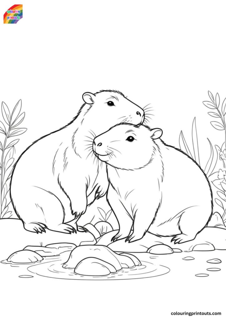 Capybara Coloring Page