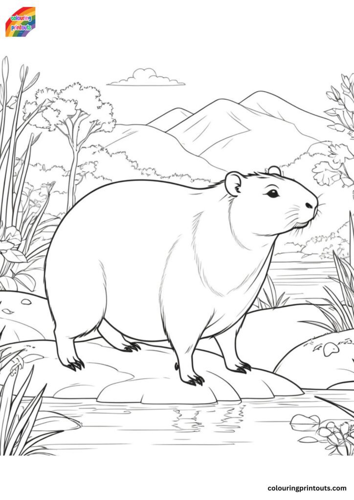 Capybara Coloring Page