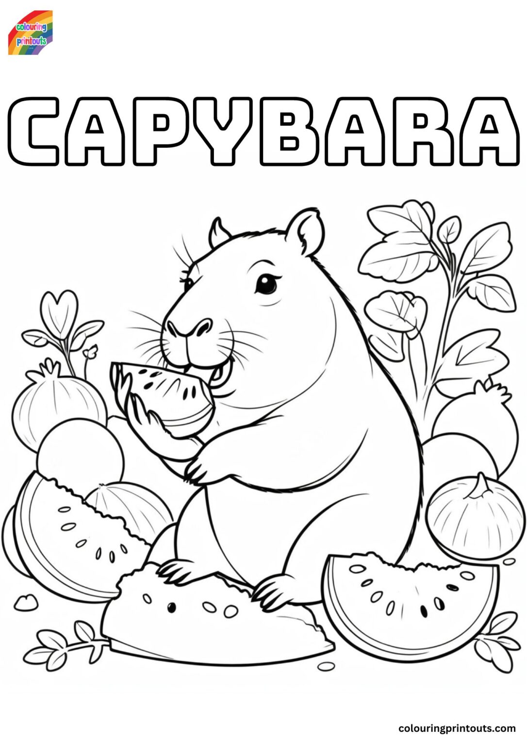 Capybara Coloring Page
