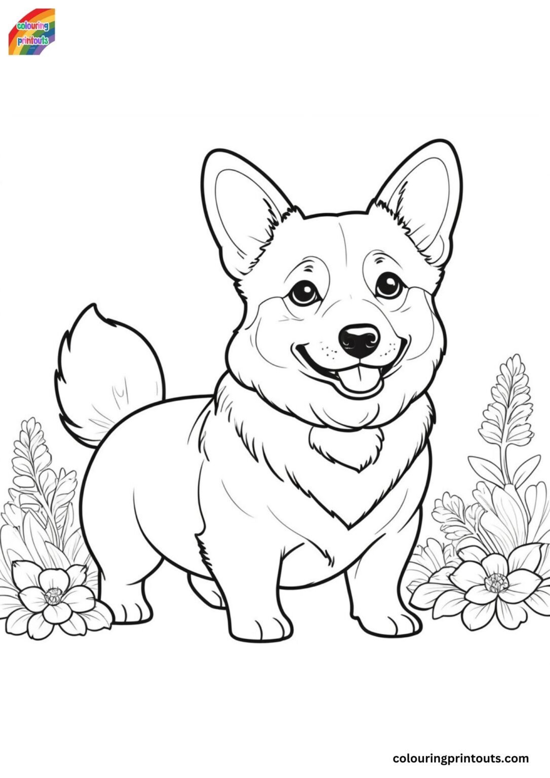 15+ Coloring Pages of Corgis (Free Coloring Printables)