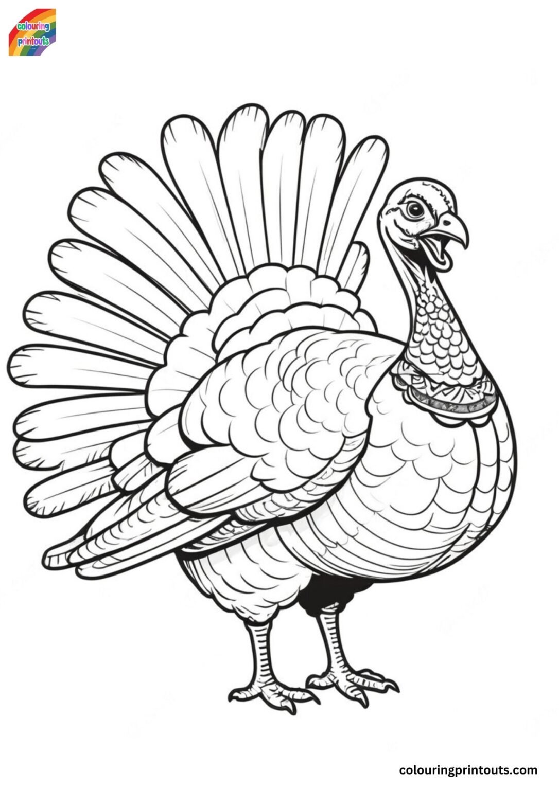 20+ Color Pages of Turkeys Printable [FREE DOWNLOAD]