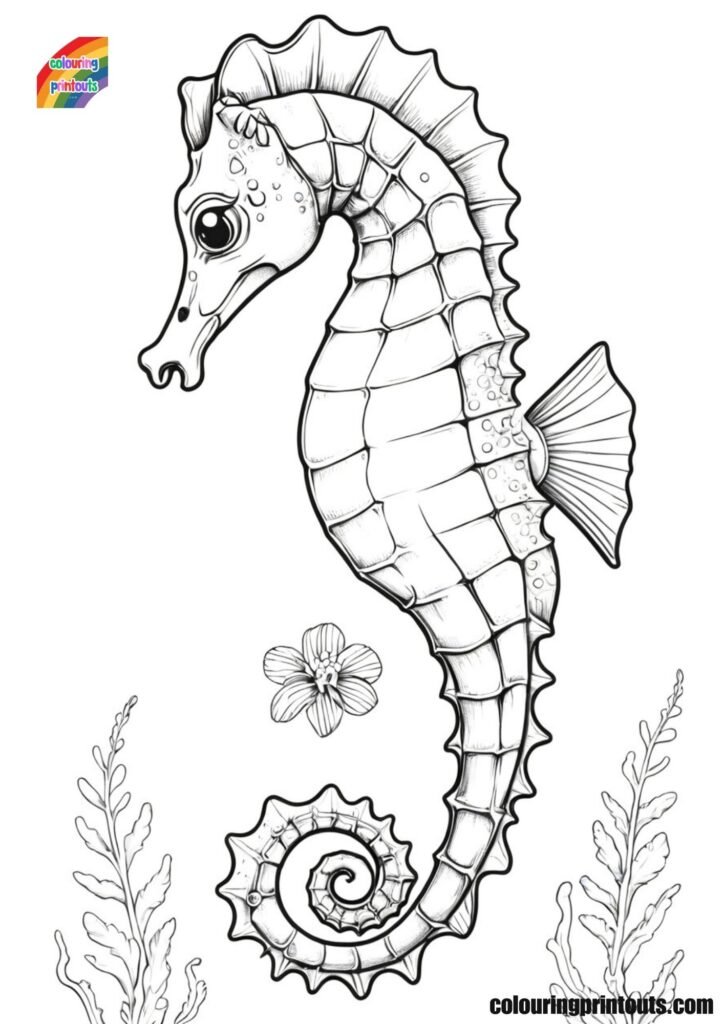 Coloring Pictures of Seahorses [Free Printables]