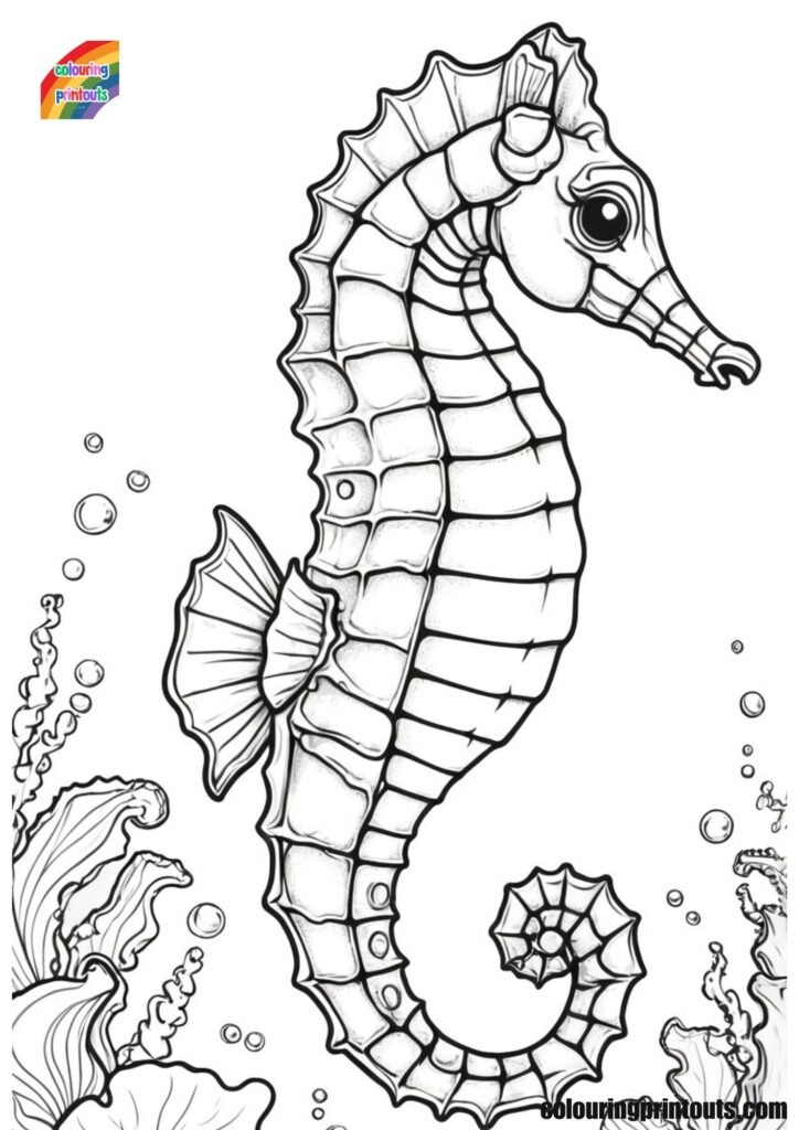 Coloring Pictures of Seahorses [Free Printables]