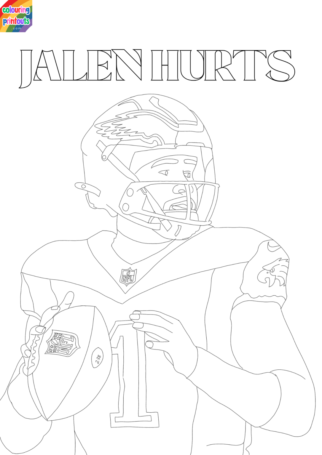 Jalen Hurts Coloring Pages (Free Printables)